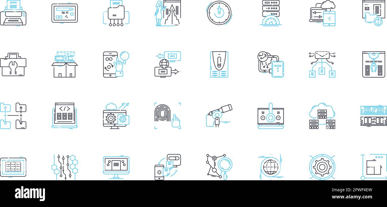 Cyber technology linear icons set. Encryption, Malware, Hacking ... Cyber technology linear icons set. Encryption, Malware, Hacking ...
