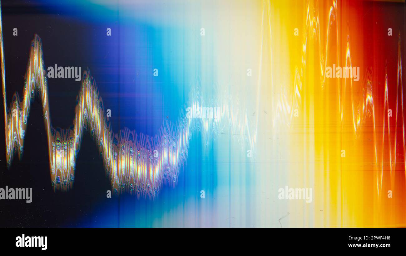 Glitch glow. Color distortion noise. Old film texture. Blue orange ...