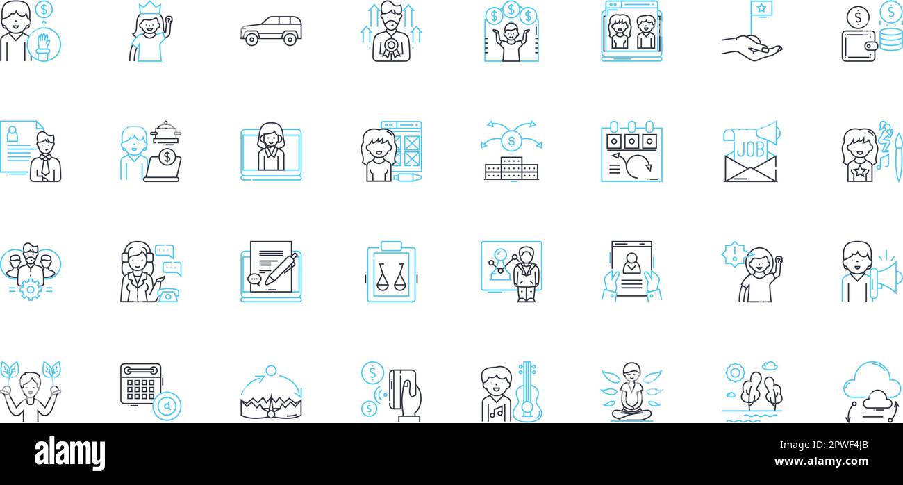 Work and CV linear icons set. Job, Career, Resume, Interview, Experience, Qualifications, Skills ...