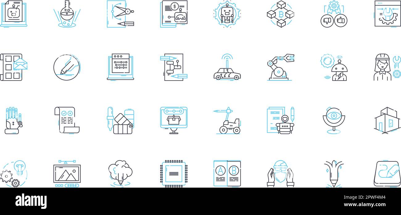 Self-driving cars linear icons set. Automation, Autonomy, Driverless, Efficiency, Navigation ...