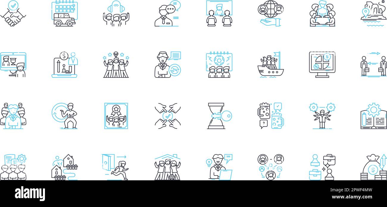 Business Efficiency Linear Icons Set Streamlining Optimization