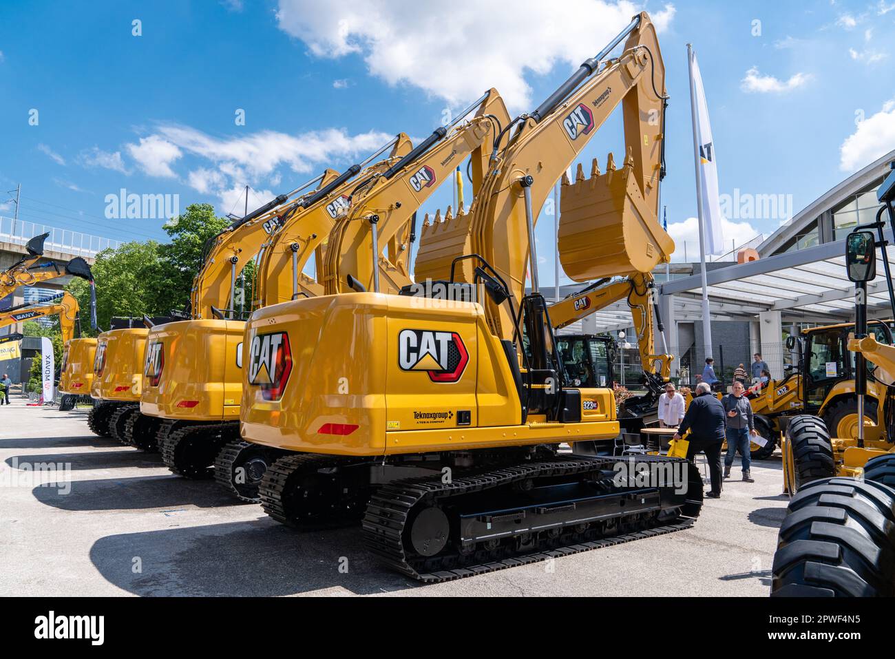Belgrade, Serbia - April 27, 2022: Excavators CATERPILLAR at the South ...
