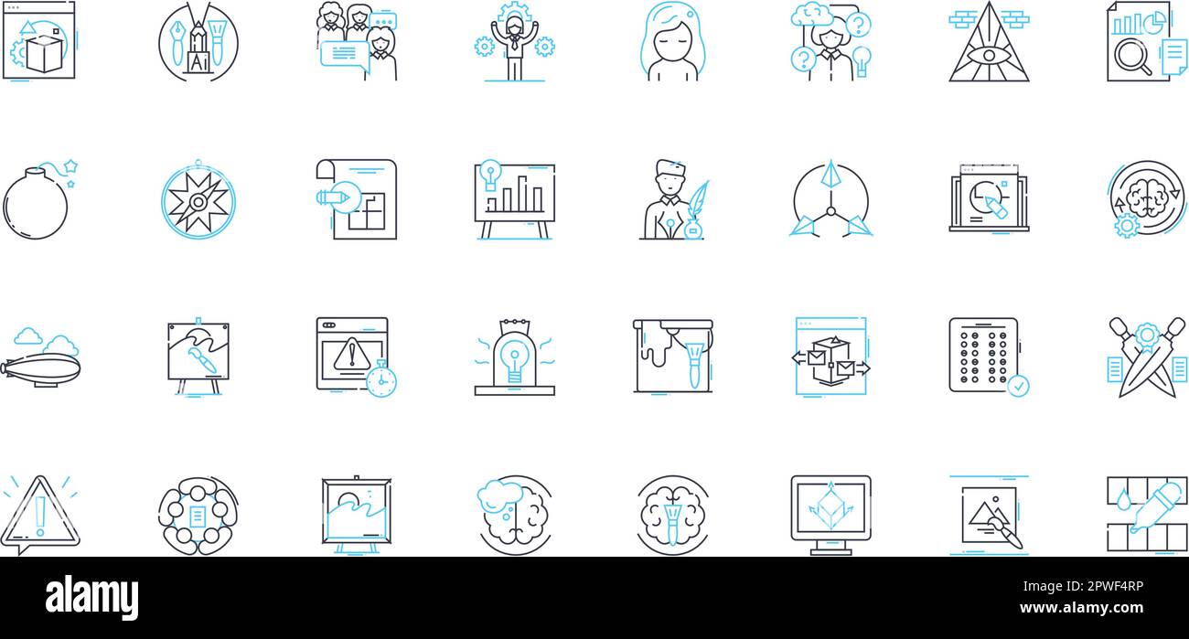 Innovation and originality linear icons set. Novelty, Ingenious ...