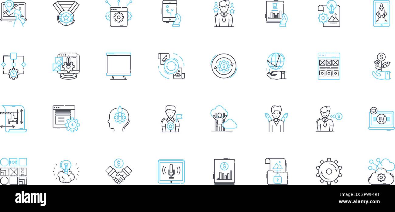 Progression linear icons set. Advancement, Development, Improvement ...