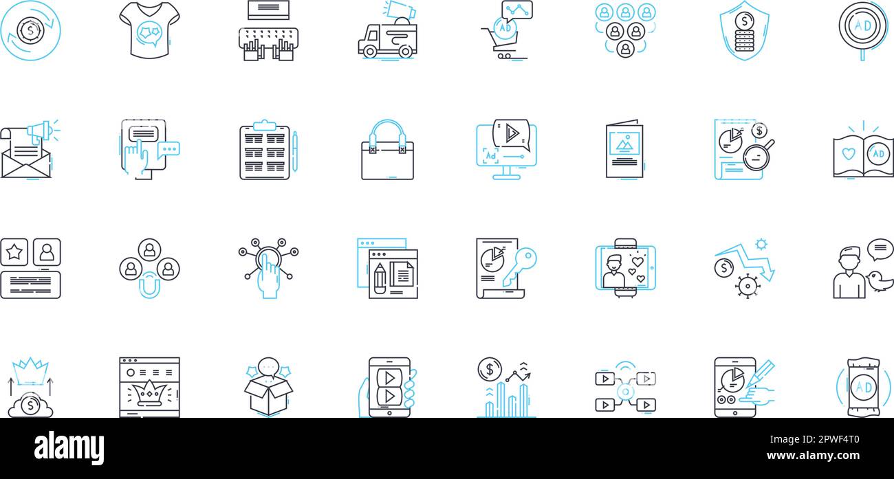 Marketing firm linear icons set. Advertising, Branding, Strategy ...