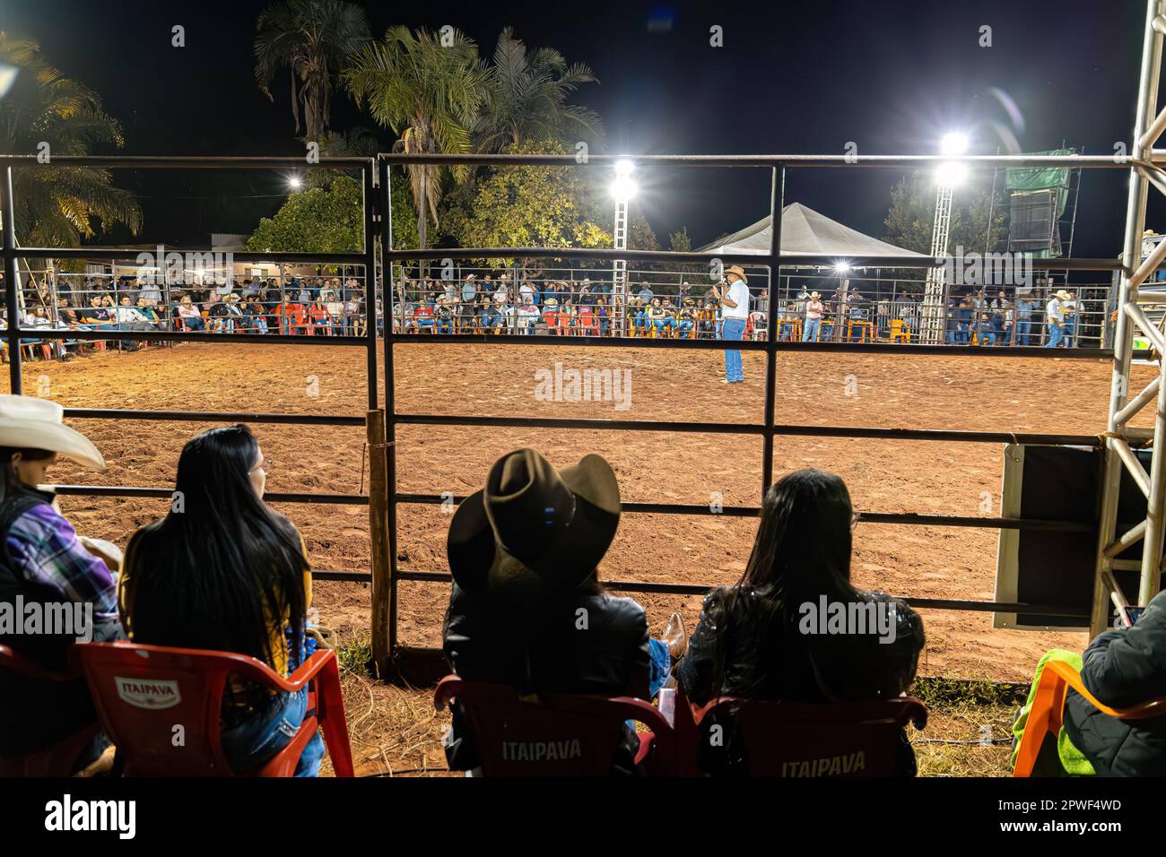 Itaja, Goias, Brazil - 04 23 2023: Rodeo arena at riding event with ...