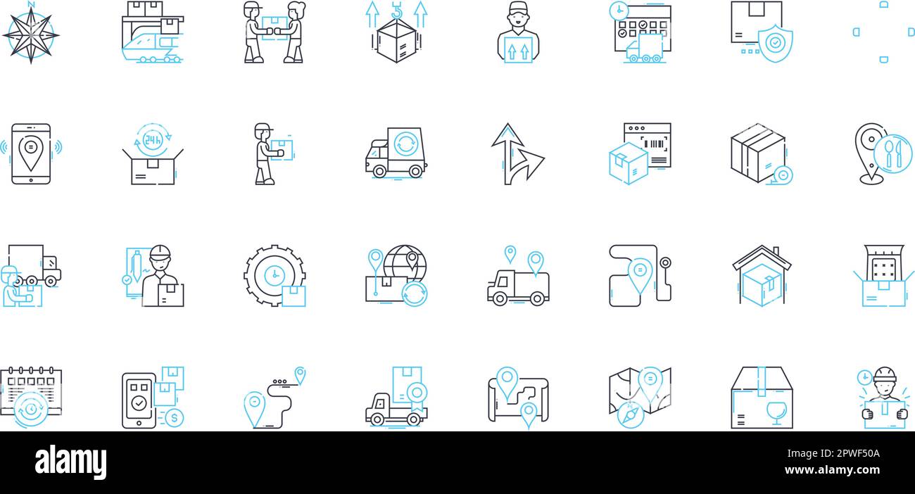 Street address linear icons set. Number, Sign, Avenue, Road, Boulevard ...