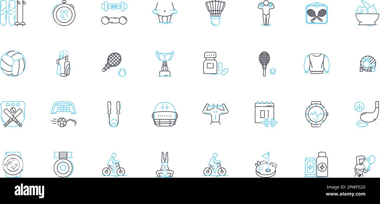 Athletics linear icons set. Sprinting, Running, Jumping, Hurdling, Pole ...