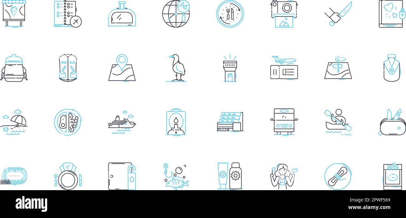 Spare time linear icons set. Relaxing, Hobbies, Leisure, Entertainment ...