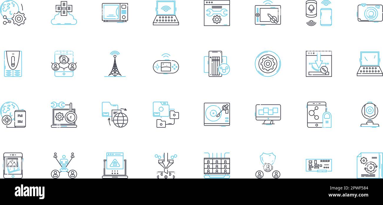 Resource Pooling Linear Icons Set Collaboration Aggregation