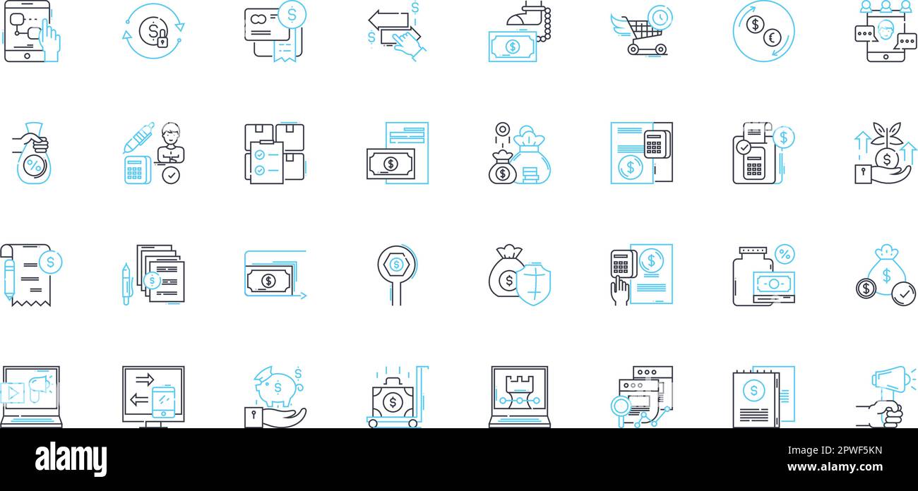 Financial study linear icons set. Analysis, Investment, Budgeting, Planning, Forecasting ...