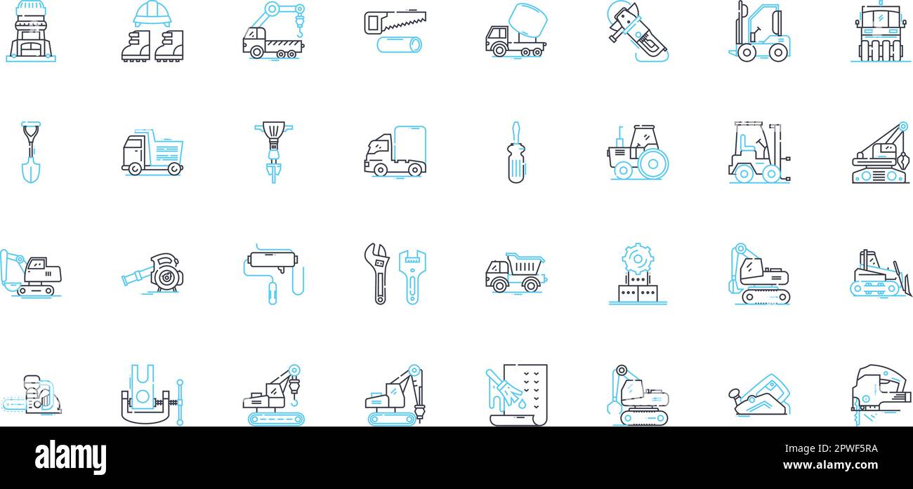 Massive building linear icons set. Monumental, Skyscraper, Towering ...