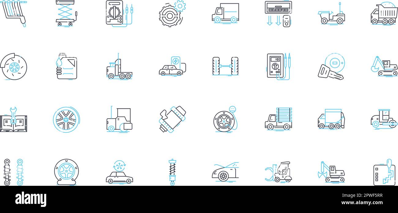 Automobile linear icons set. Vehicle, Transport, Fuel, Engine, Tire ...