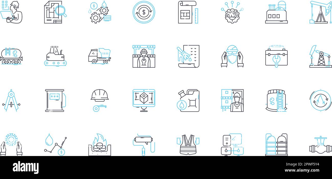 Manufacturing facility linear icons set. Automation, Assembly ... Manufacturing facility linear icons set. Automation, Assembly ...