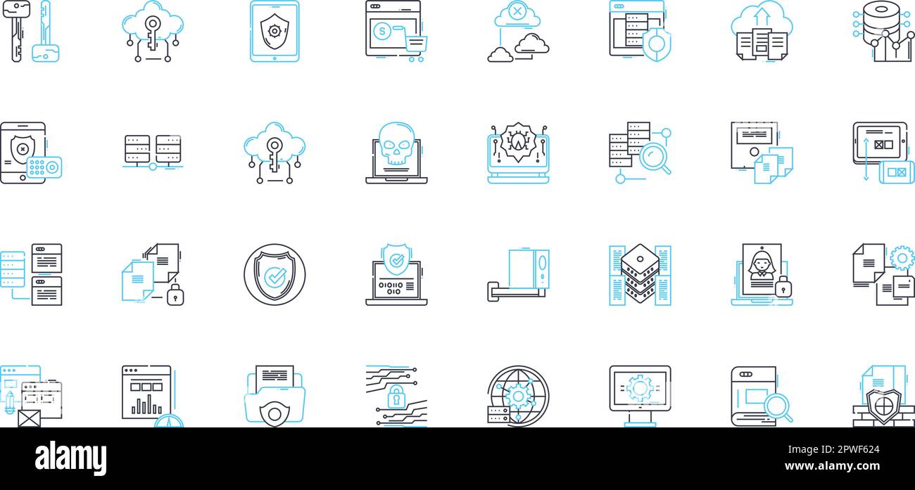 Cyber defense linear icons set. Encryption, Firewall, Malware, Hacking ... Cyber defense linear icons set. Encryption, Firewall, Malware, Hacking ...