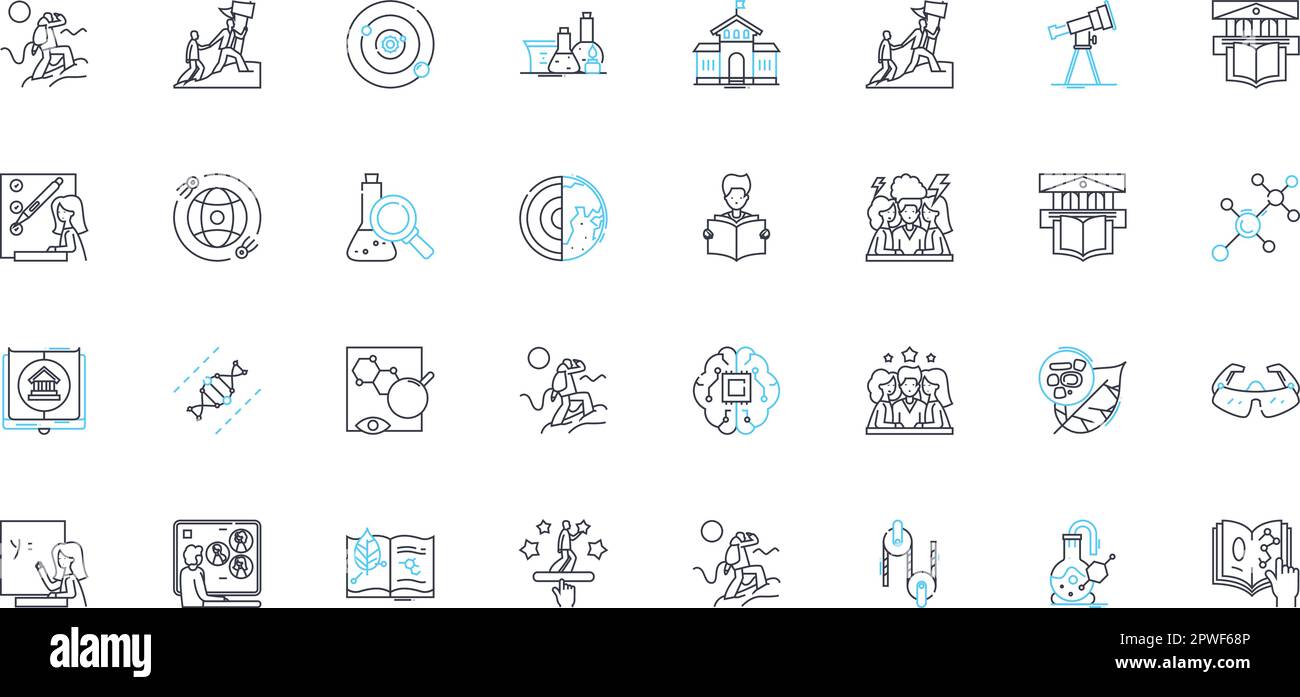 Institute linear icons set. Education, Research, Innovation, Experts ...