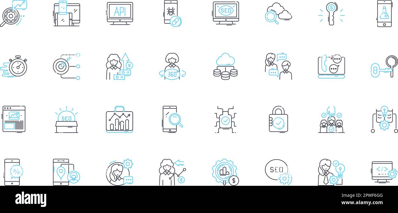 Budget forecasting linear icons set. Projections, Estimates, Forecasts ...