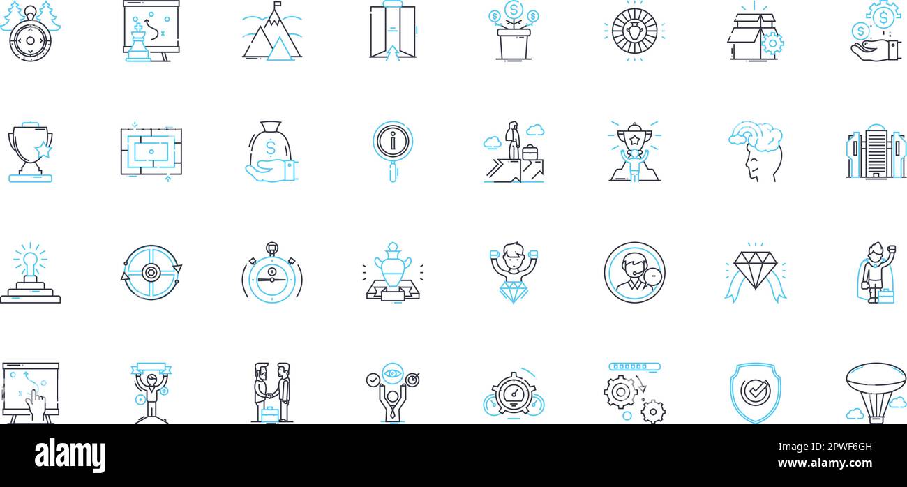 Skill progression linear icons set. Advancement, Growth, Development ...