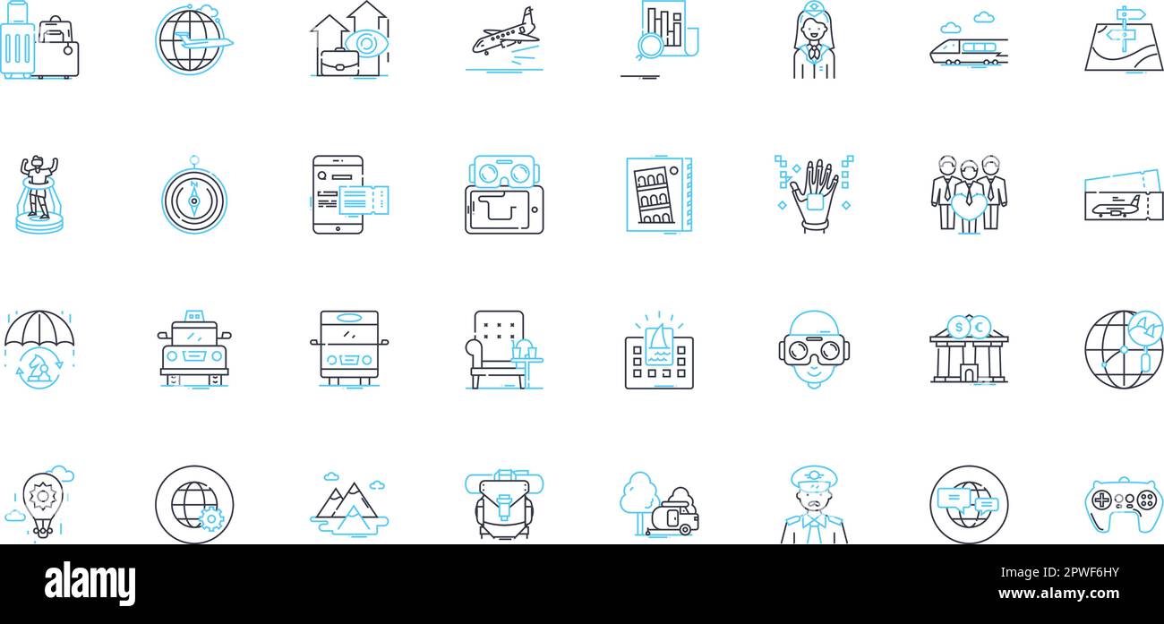 Augmented reality linear icons set. Hologram, Overlay, Interactive, Immersive, Virtual ...