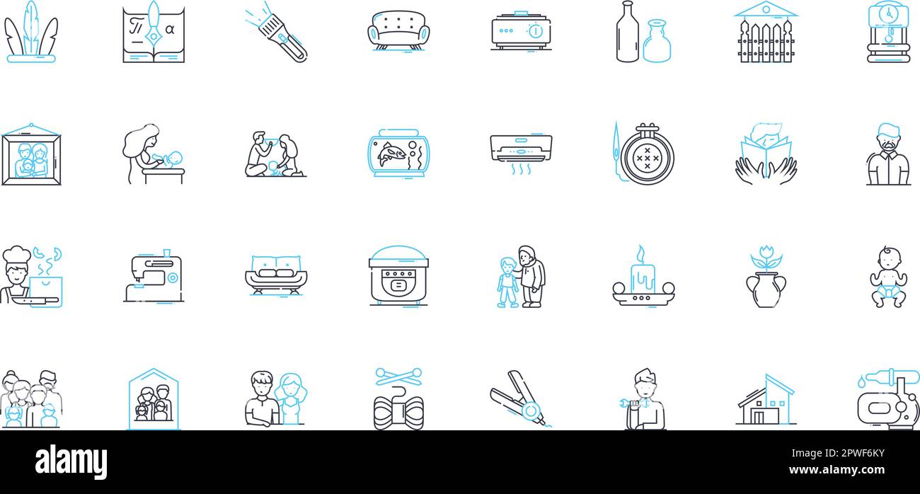 Family members linear icons set. Mother, Father, Son, Daughter, Sister ...