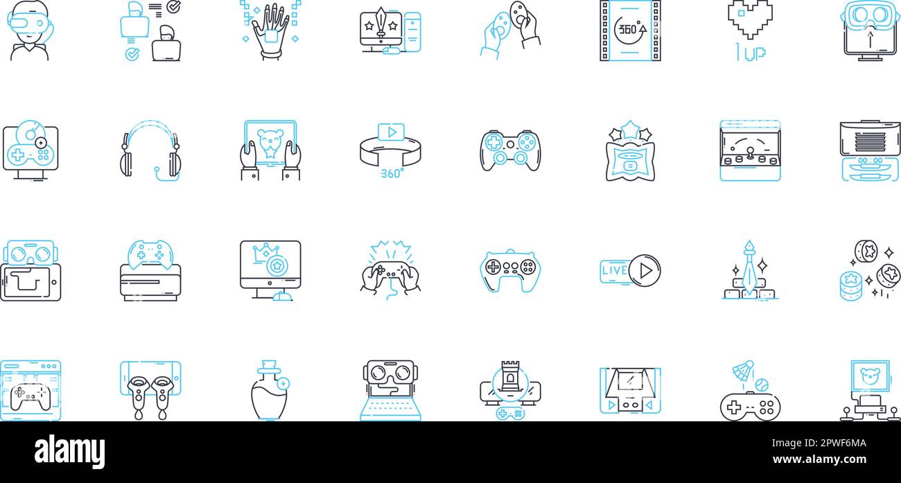 Virtual Design Linear Icons Set Rendering Visualization Modeling Interactivity Simulation