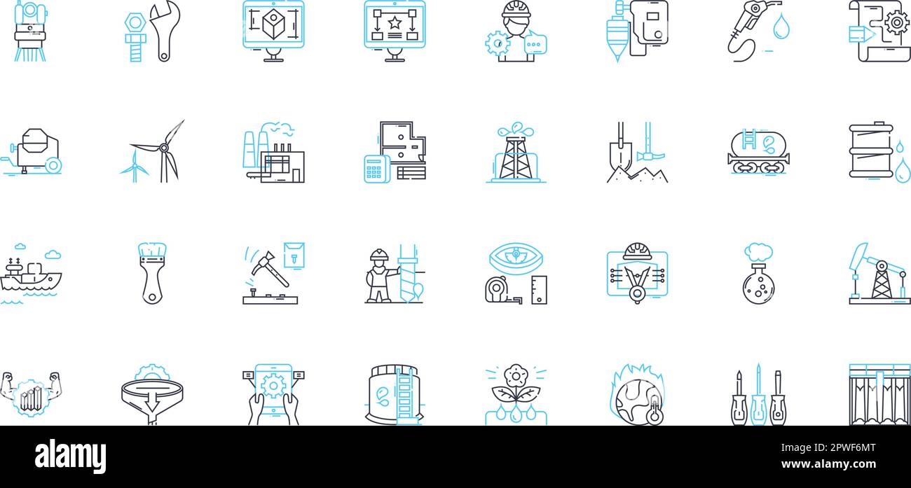 Electrical engineering linear icons set. Circuitry, Power, Energy, Voltage, Current, Magnetic ...