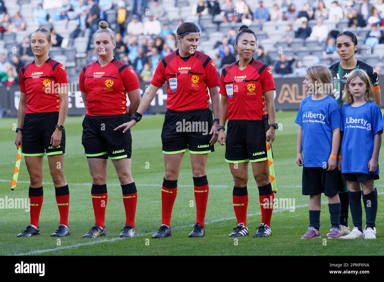 Sydney, Australia. 30th Apr, 2023. Match referees line up before the ...