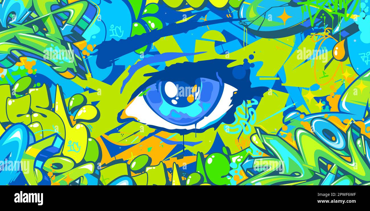 Trendy Abstract Urban Colorful Neon Futuristic Street Art Graffiti ...