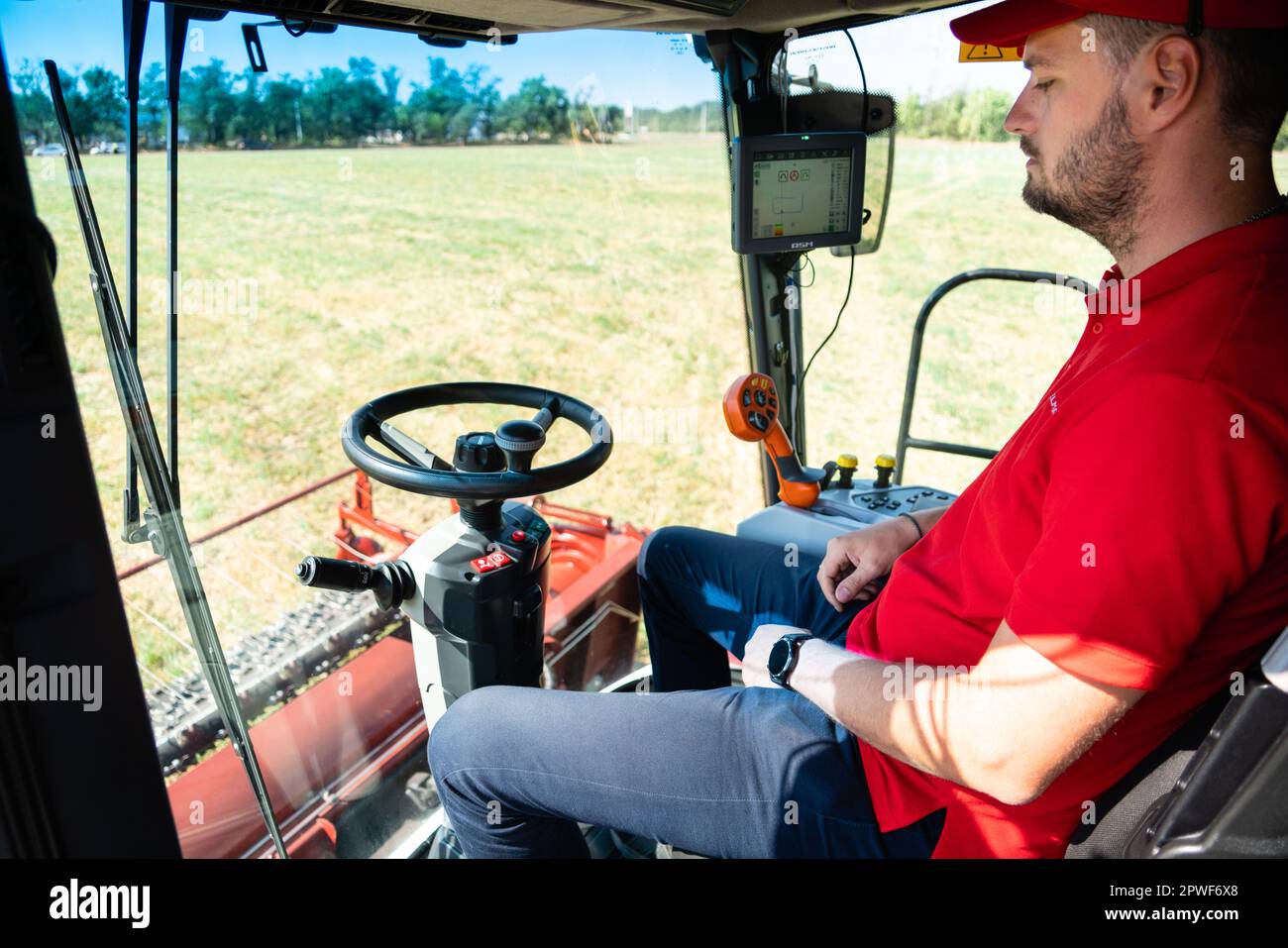 Rostov-on-Don, Russia - August, 2020: First unmanned autonomous combine ...