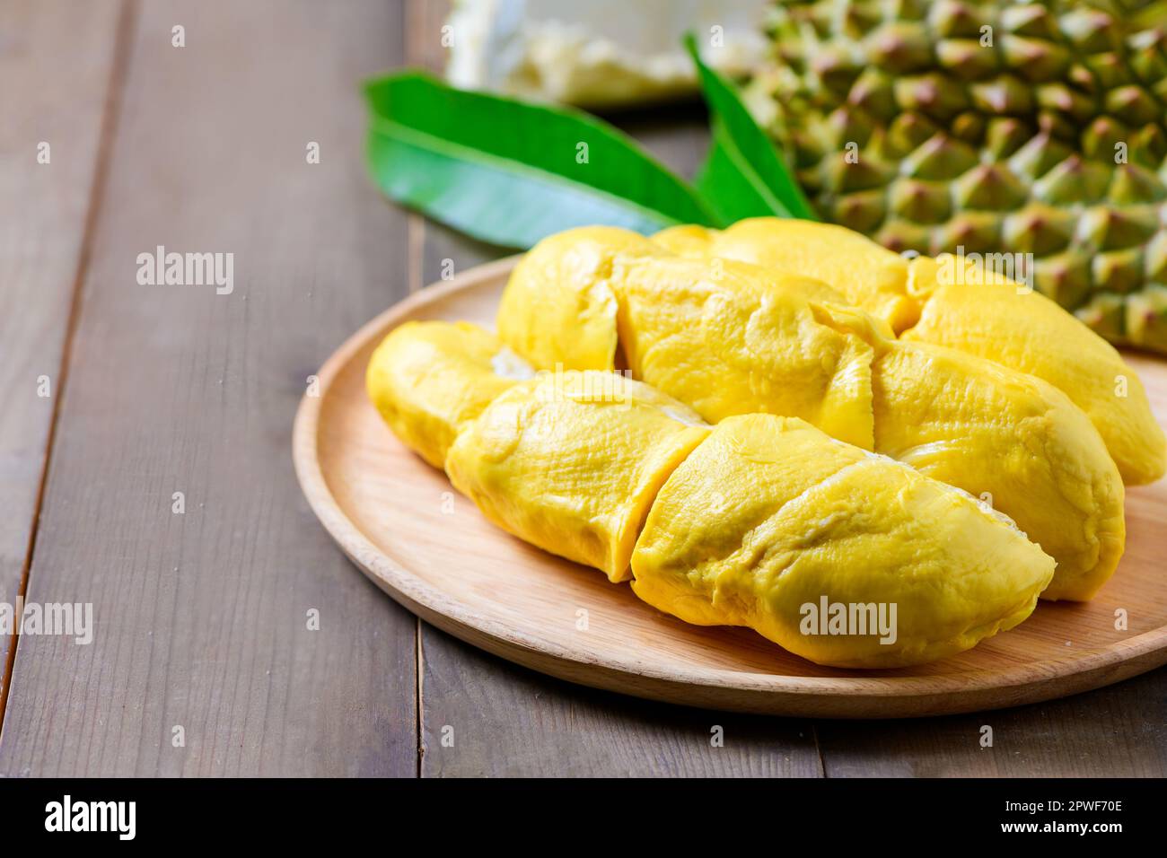 Chani Kai Durian or Durio zibthinus murray on wood plate, Chani Kai ...