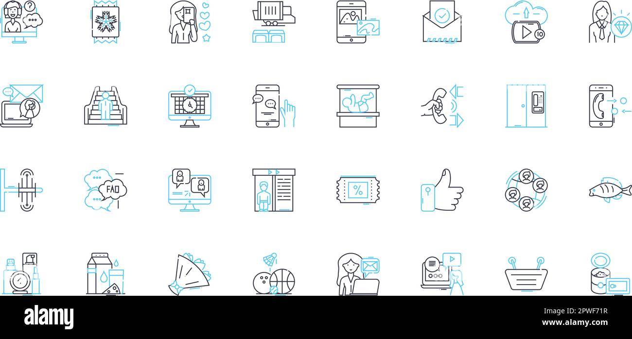 Virtual assistants linear icons set. Automation, Productivity ...