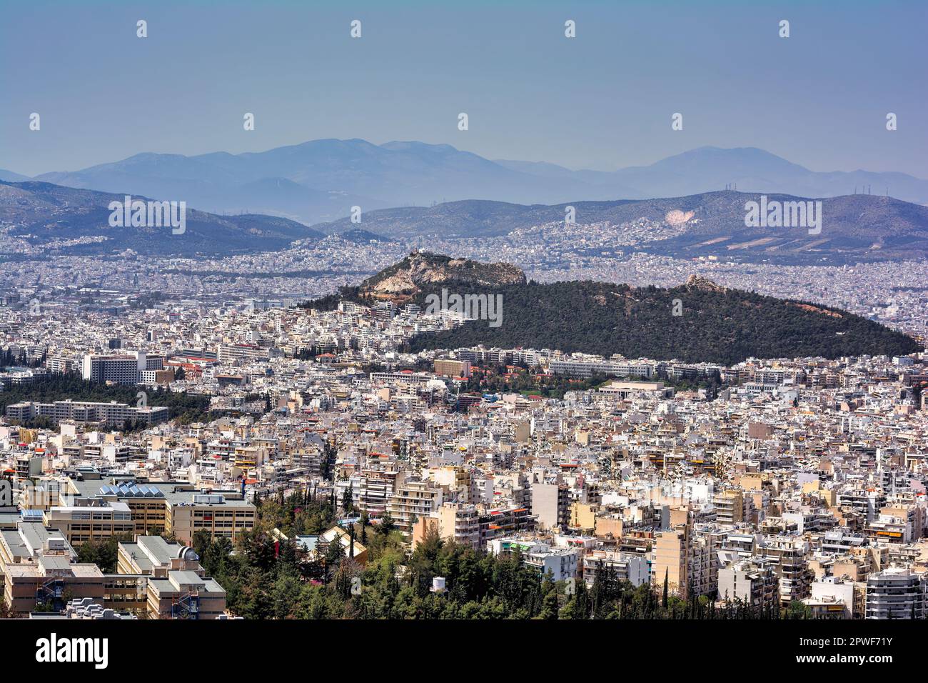 Panorama of Athens, view of Lycabettus Mount from Hymettus Mountain ...