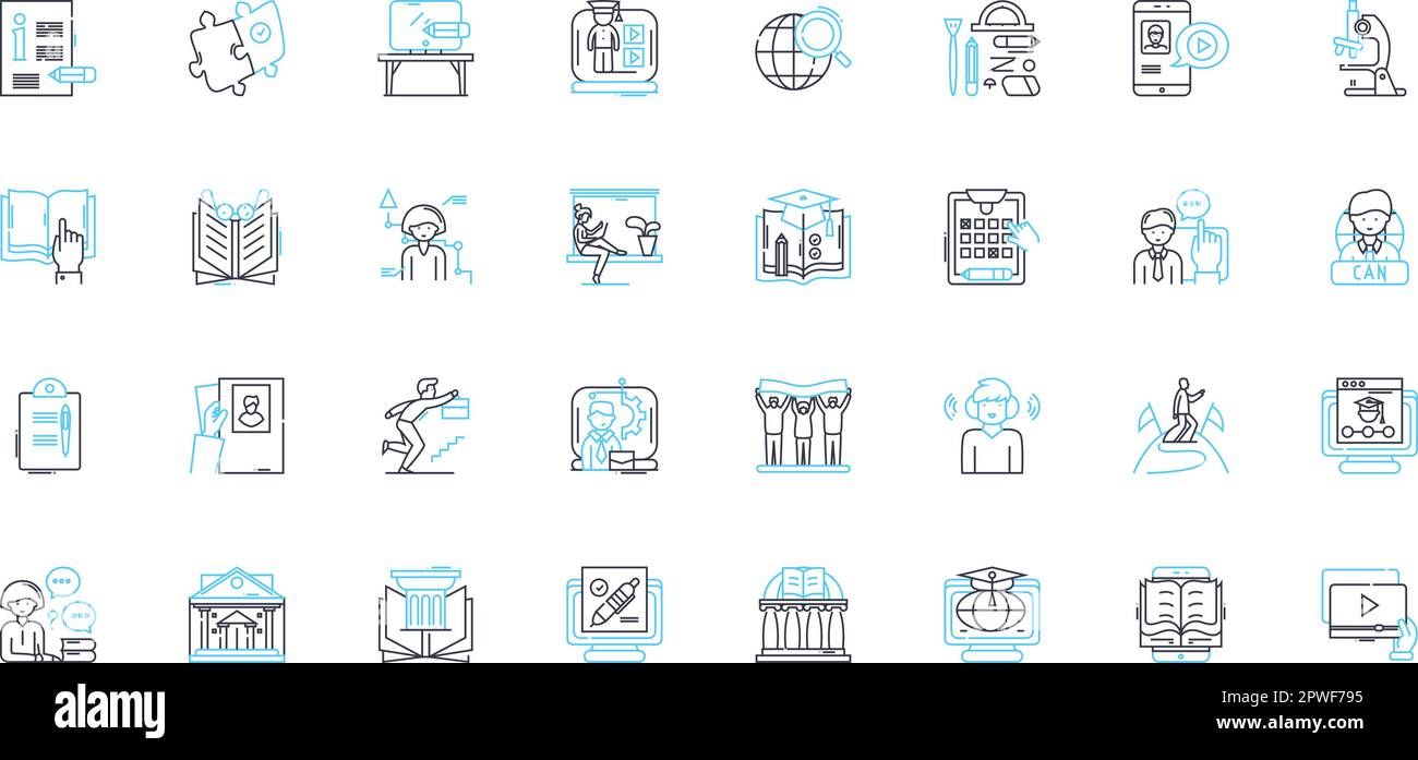 Cyber Class linear icons set. E-learning, Distance Learning, Virtual ...