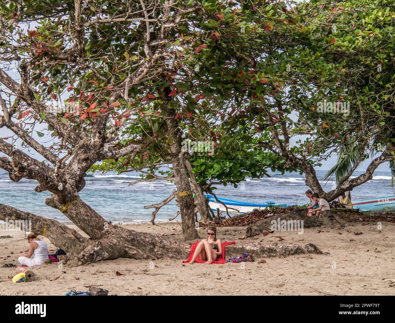 People enjoying life on a Caribbean beach at Puerto Viejo, Costa Rica ...