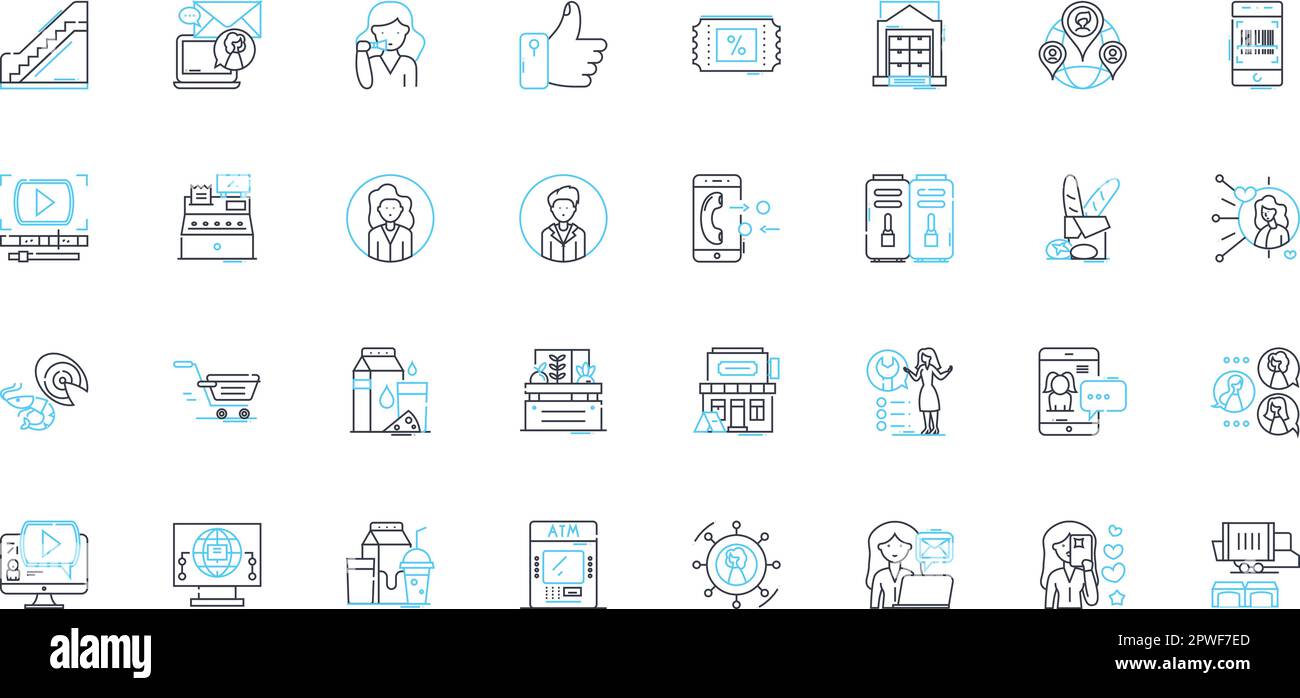 Machine Marketing Linear Icons Set Automation Optimization Personalization Analytics