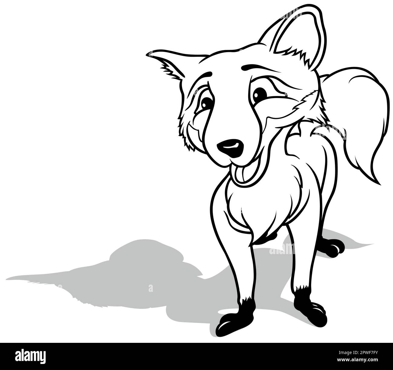 Drawing of a Standing Fox with a Smile on his Face Stock Vector Image ...