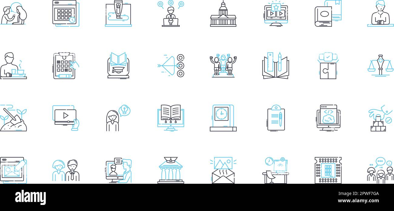 Learning linear icons set. Education, Knowledge, Study, Training ...