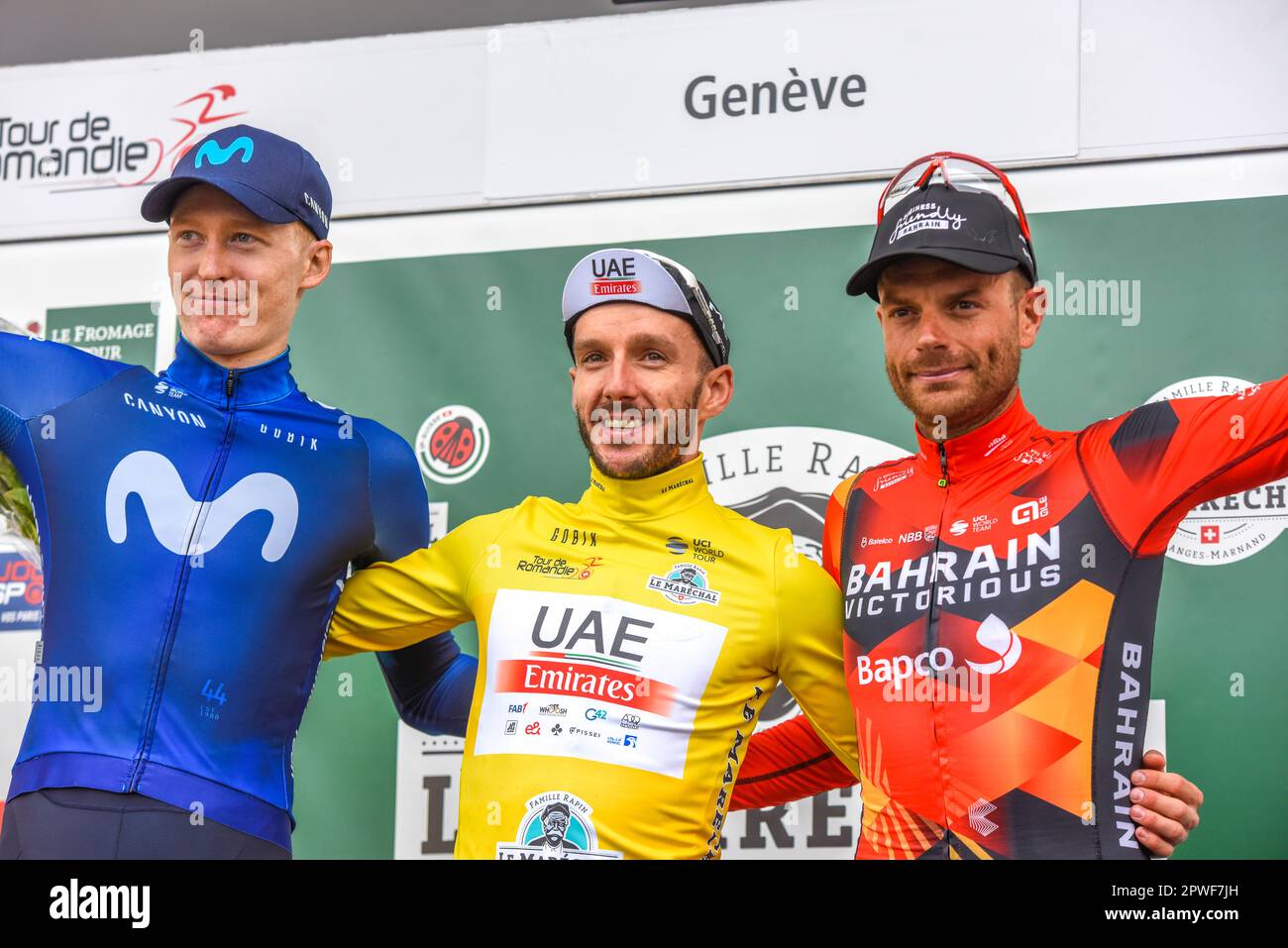 Geneva, Switzerland. 30th Apr, 2023. The 3 winners of the Tour de ...