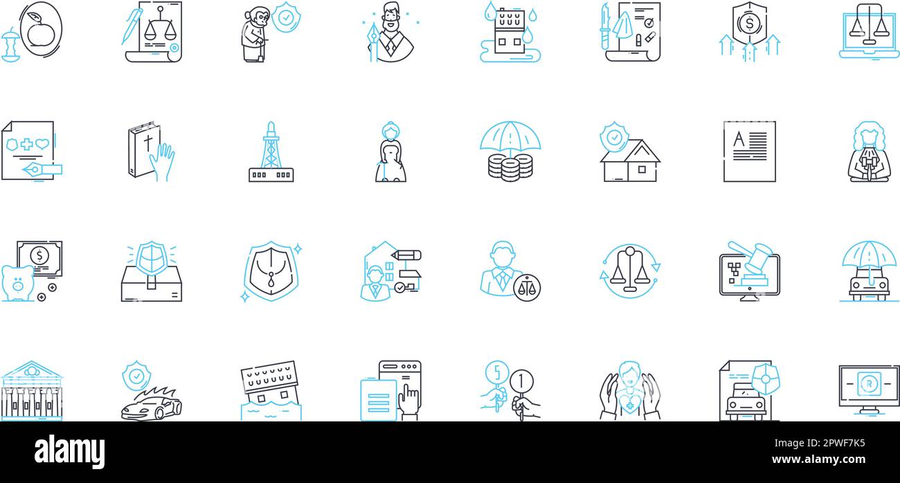 Coverage Linear Icons Set Protection Security Insurance Shield