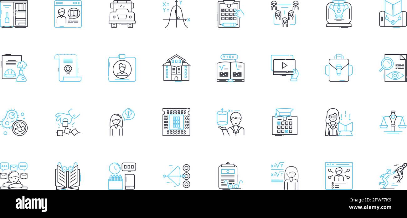 Learning tools linear icons set. Technology, Education, Resources ...