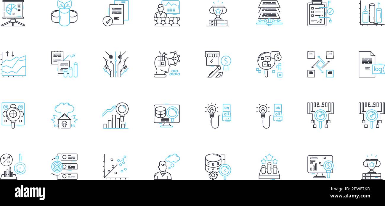 Financial statements linear icons set. Balance, Revenue, Expense ...