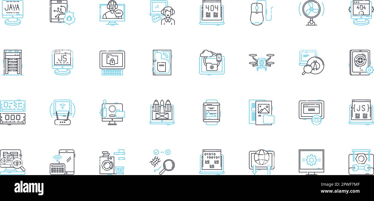 Information Systems Linear Icons Set Database Analytics Nerking Cloud Security Automation
