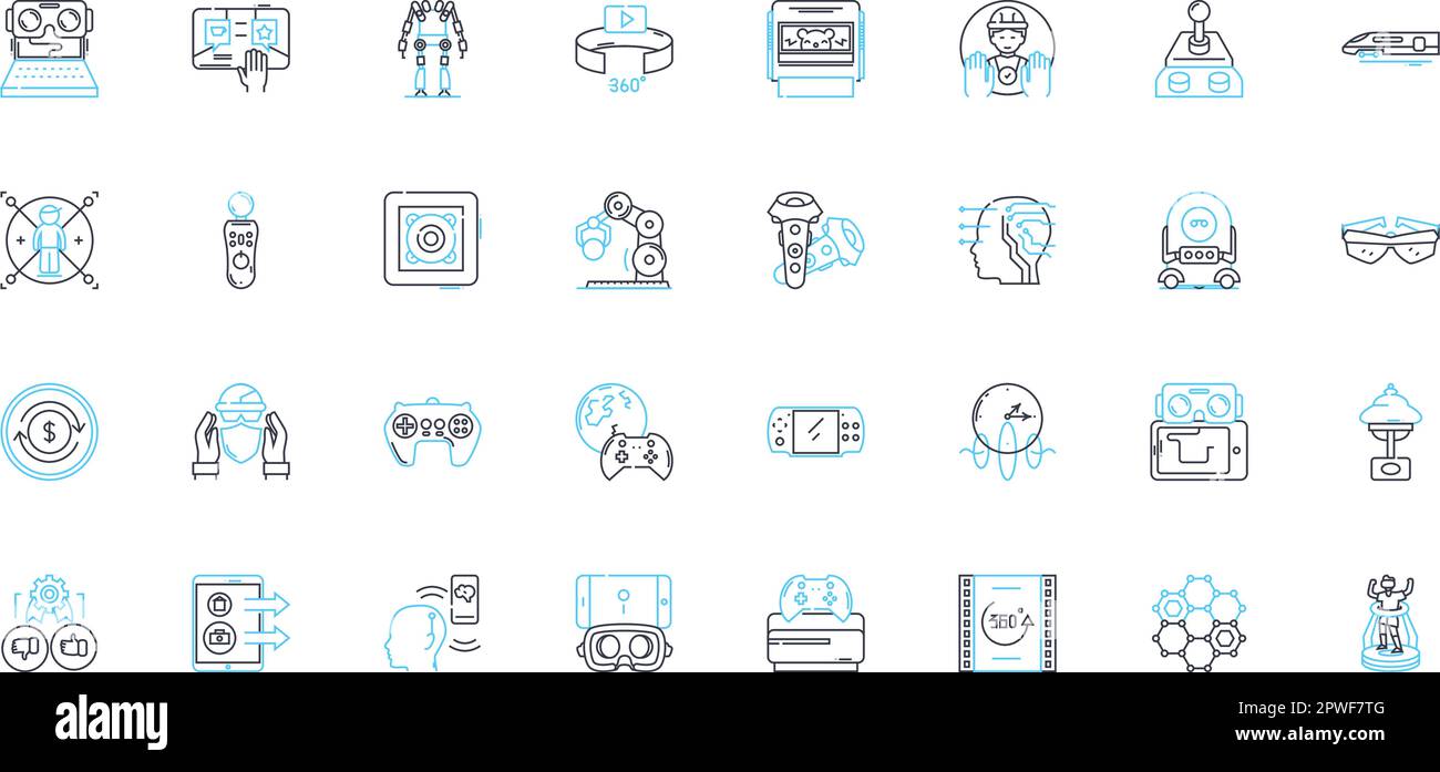 Virtual Analytics Linear Icons Set Analysis Metrics Data Visualization Insights