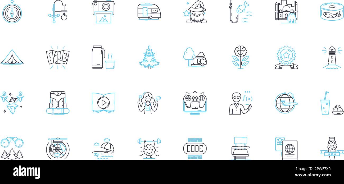 Peaceful escape linear icons set. Serenity, Tranquility, Calmness ...