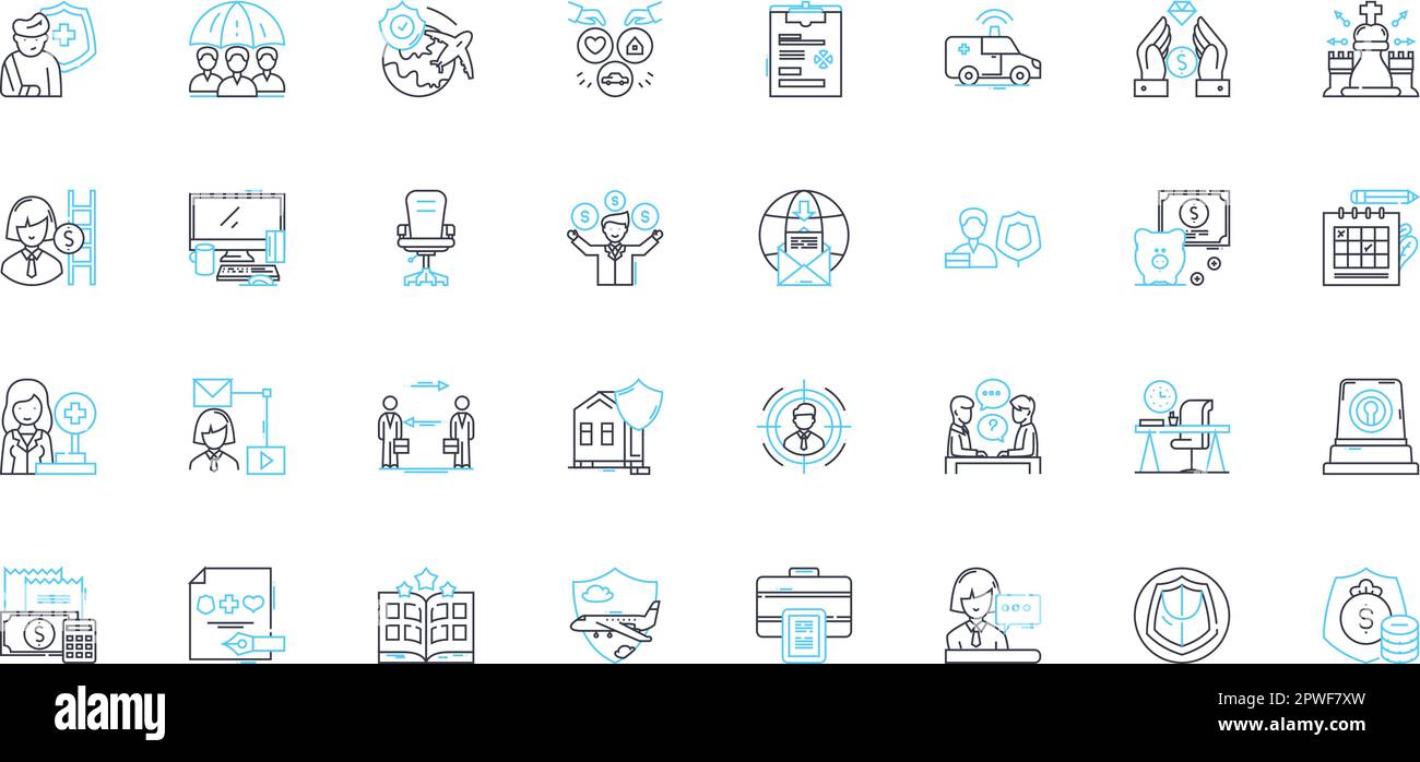 Business protection linear icons set. Security, Insurance ... Business protection linear icons set. Security, Insurance ...