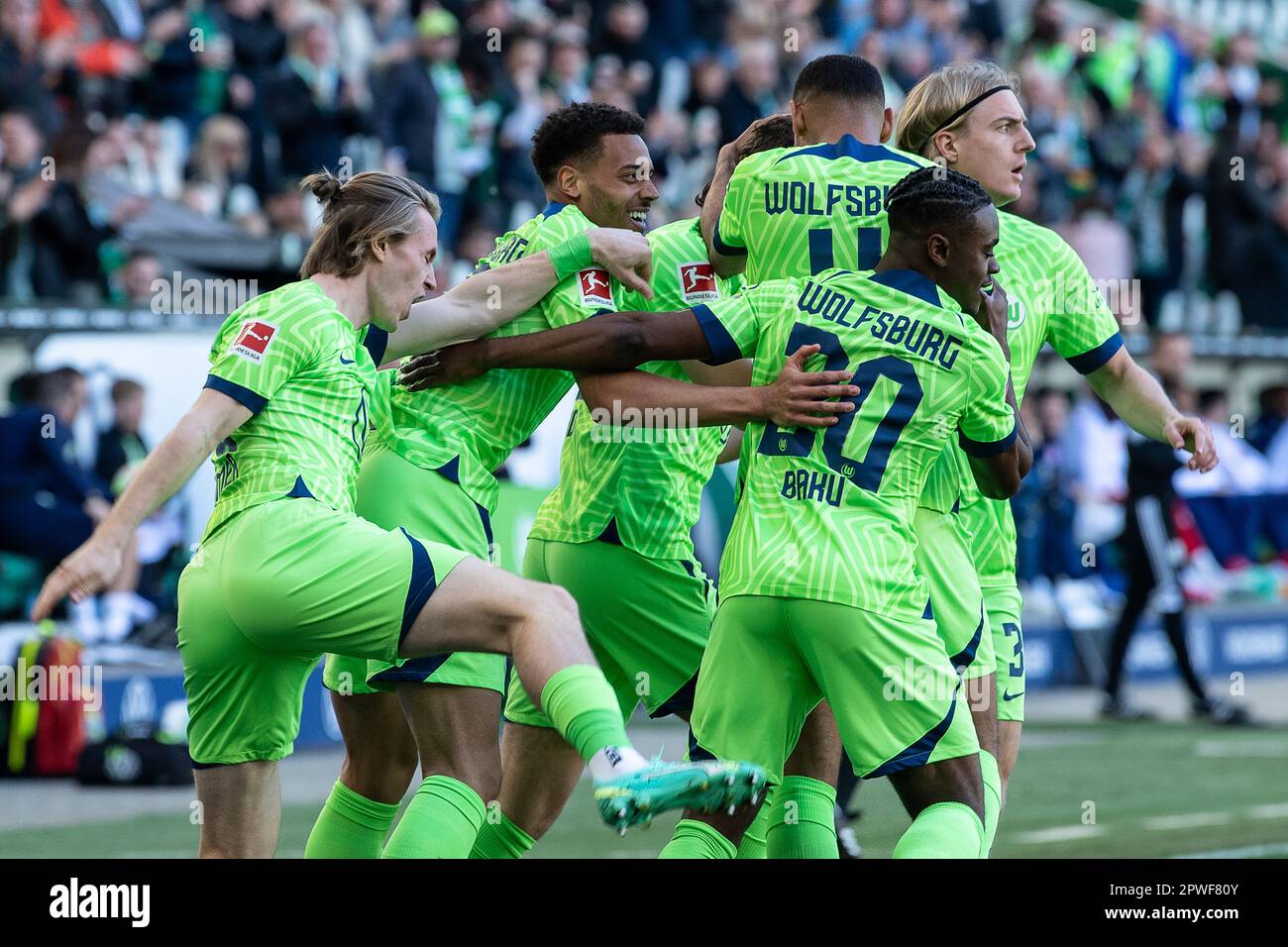 Wolfsburg, Germany. 30th Apr, 2023. Soccer: Bundesliga, VfL Wolfsburg ...