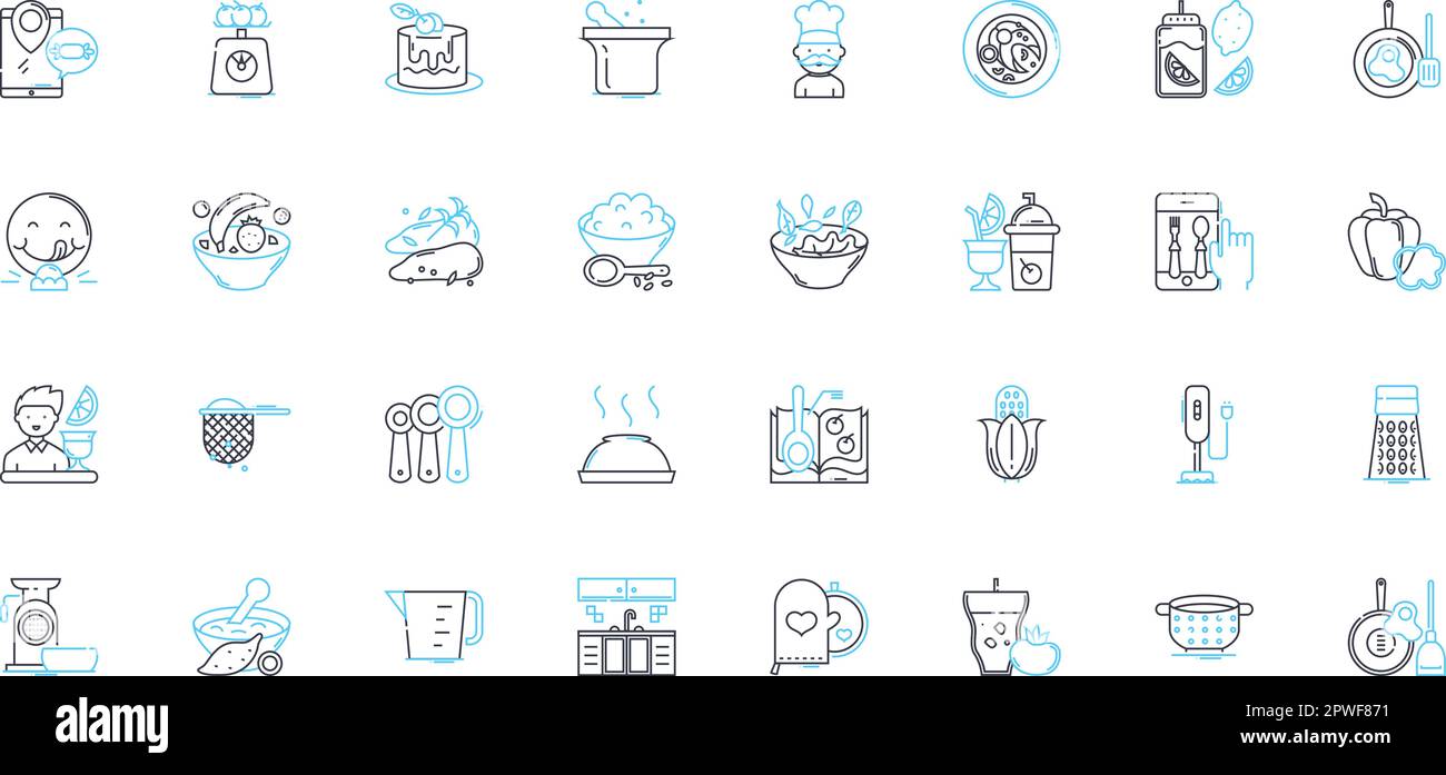 Culinary linear icons set. Gourmet, Spice, Flavor, Recipe, Savory ...