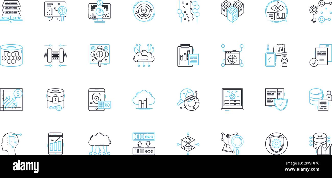 Servers Linear Icons Set Performance Bandwidth Uptime Scalability