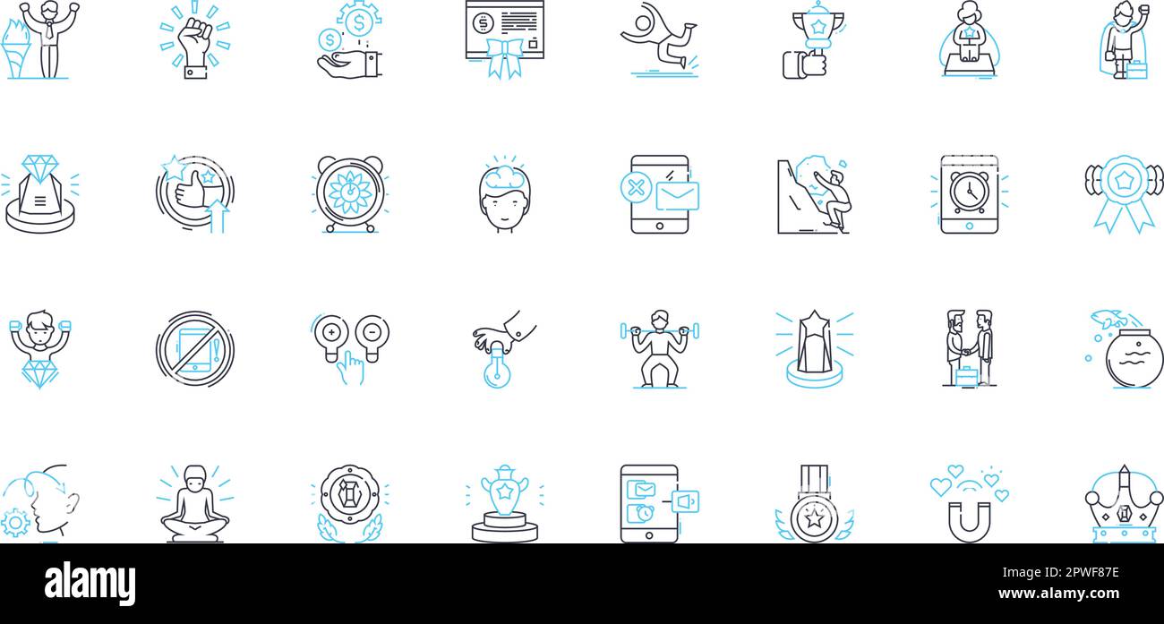 Guiding Principles linear icons set. Values, Ethics, Morality, Integrity, Wisdom, Hsty, Fairness ...