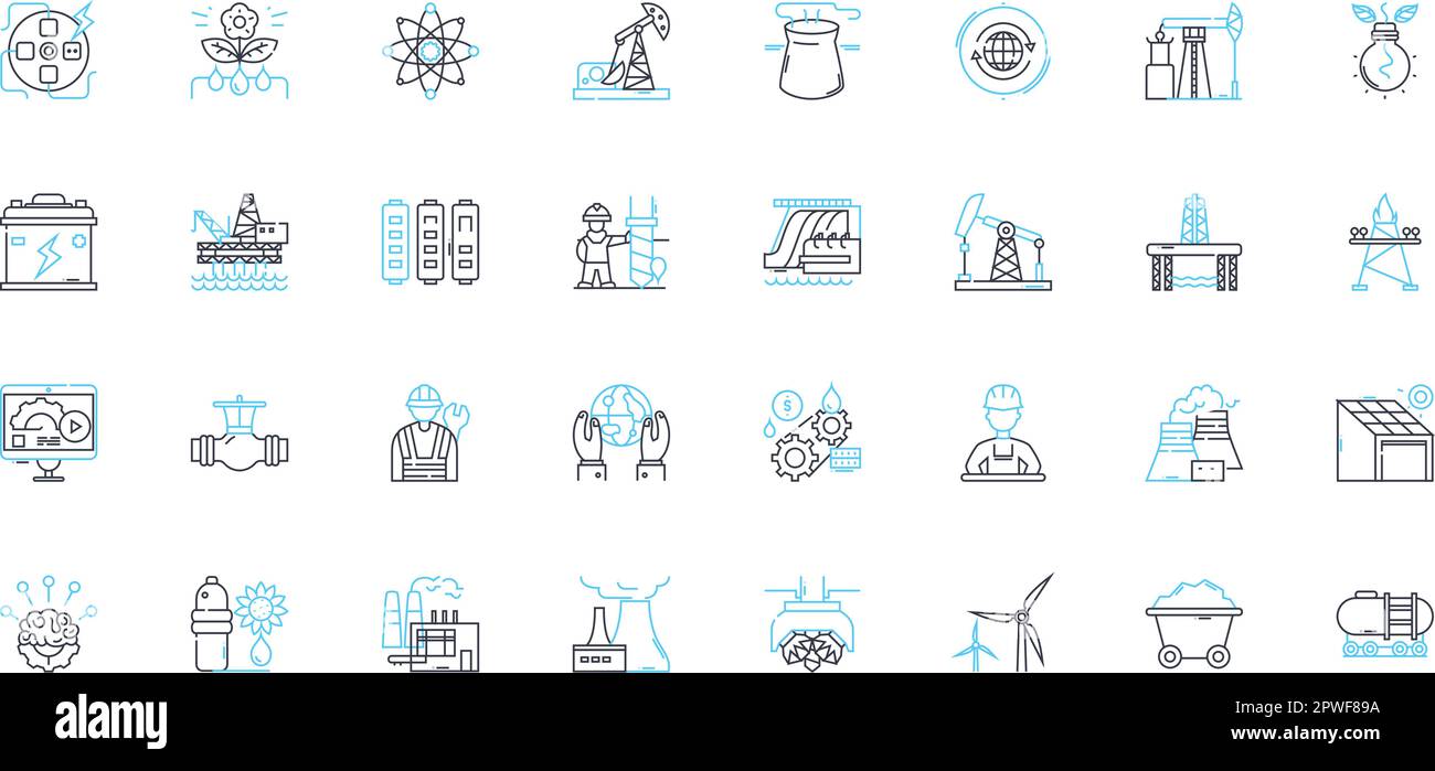 Efficient energy linear icons set. Sustainability, Conservation ...